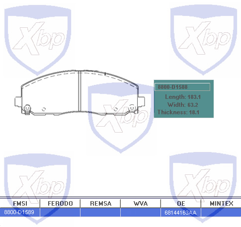 BPD1589 - D1589-8800 - DODGE Grand Caravan Front 2012-2012 HD Brakes ...