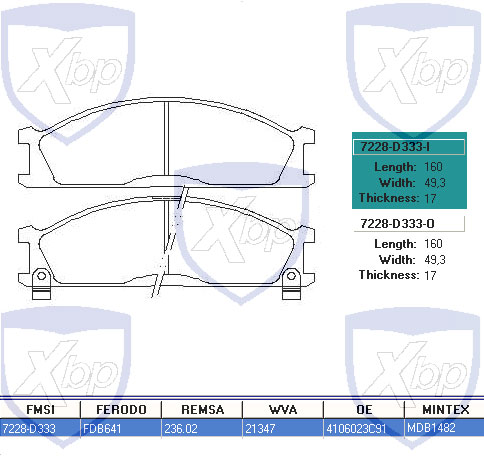 BPD333 - D333-7228 - NISSAN Pick-Up D21 Front 1986-1989 4WD - Xtender